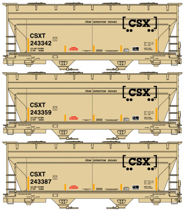 Accurail 8179 - 2-Bay ACF Covered Hopper 3-Car Set CSX (CSXT) 243342 ...