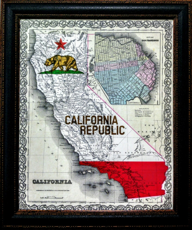 California Color Map Wall Art – State Map Modern Decor