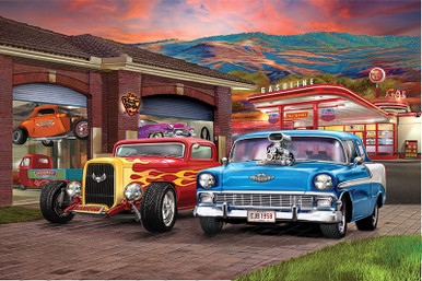 Hot Rod Sunset by Bigelow Illustrations - Vibrant Automotive Art