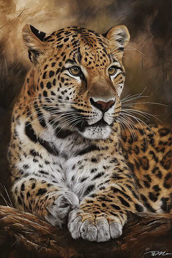 Leopard Posing by Momart - Majestic Wildlife Art