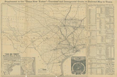 Texas Railroad Map 1874 by MCA | Grand Art