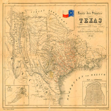 Vintage Map of Texas 1849 II by MCA | Grand Art