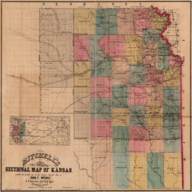 Vintage Map of Kansas by MCA | Grand Art