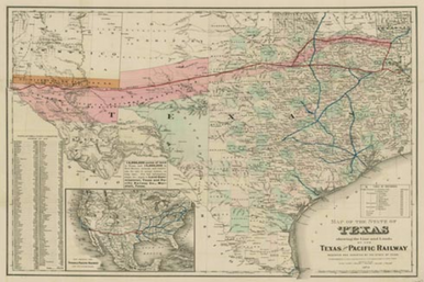 Vintage Map of Texas 1873 by MCA | Grand Art