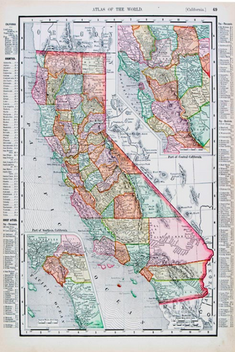Vintage Map of California I by MCA | Grand Art