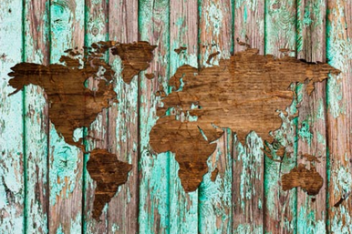Rustic Map of the World - Light Turquoise by MCA | Grand Art