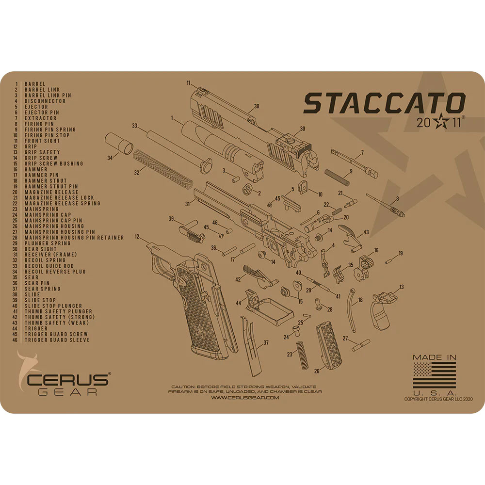 Cerus Gear Schematic Handgun Mat - Staccato 2011