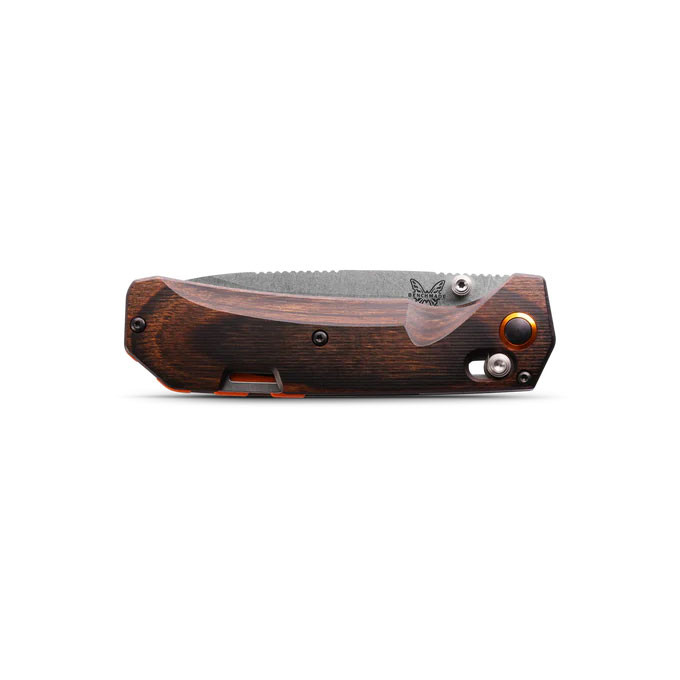 Benchmade 15062 Grizzly Creek Knife, Stabilized Wood, Orange Accents
