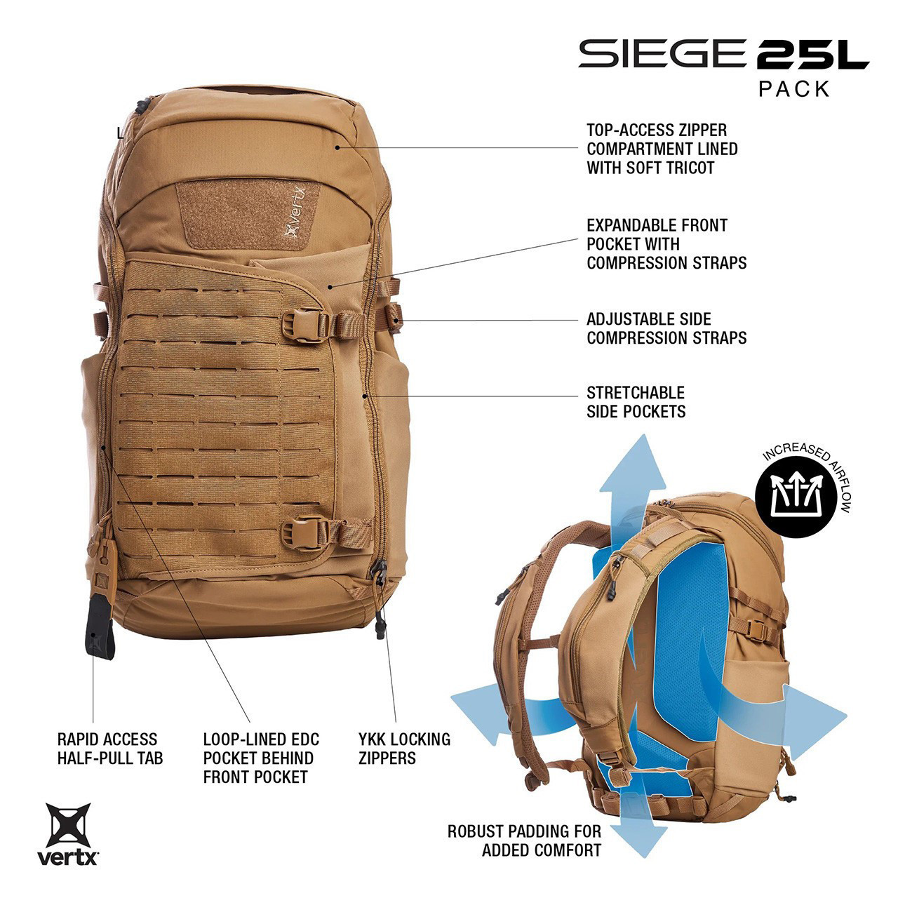 Vertx Siege 25L Tactical Backpack: It's Black