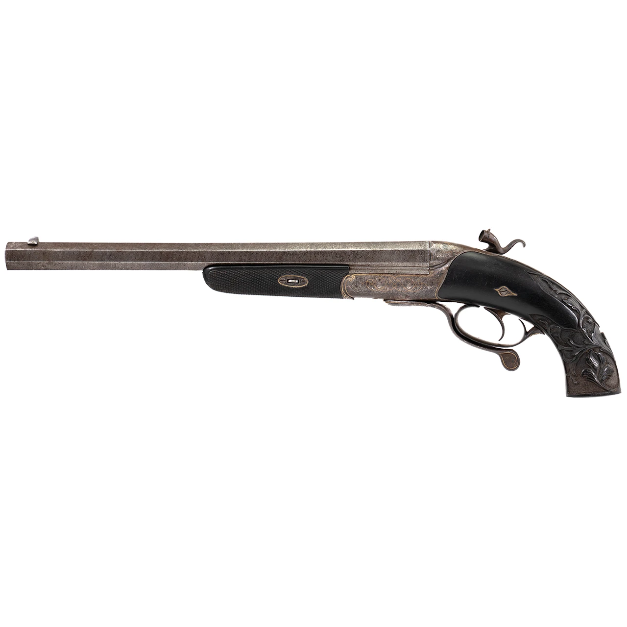 Antique Single Shot Pistol: 10.4mm, 12.5" Barrel, No Visible SER#