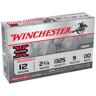 Winchester Super-X Ammunition: 12 Gauge, 2-3/4", 00 Buck, 9 Pellets ...