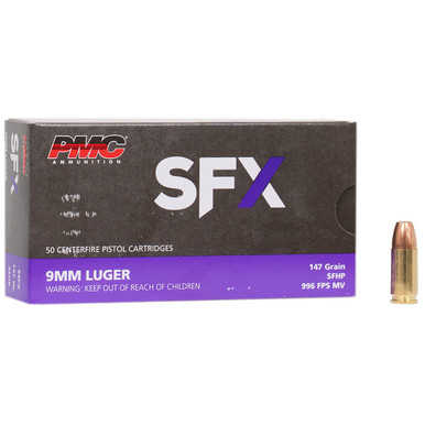 PMC SFX Ammunition: 9mm, 147 gr, Starfire Hollow Point, 996 fps, Model 9SFX