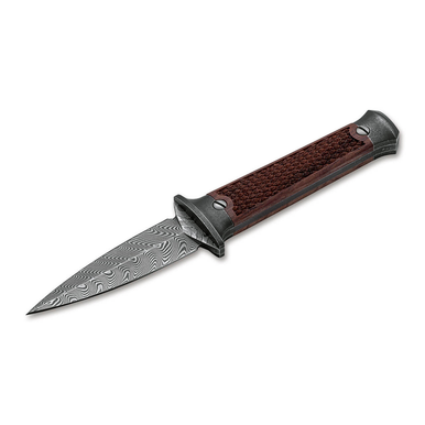 Boker P08-Damast Dagger Knife: 3.23", Damascus Blade, Rosewood Handle ...