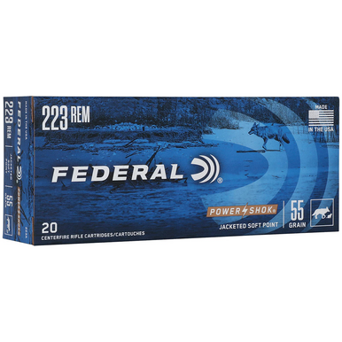 Federal Power-Shok Rifle Ammunition: 223 Rem, 55 gr, Jacketed Soft ...
