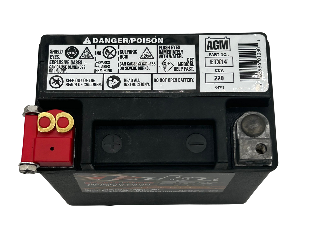 DEKA ETX-14 SPORTS POWER 12V AGM Battery - 220 CCA for Powersport Vehicles