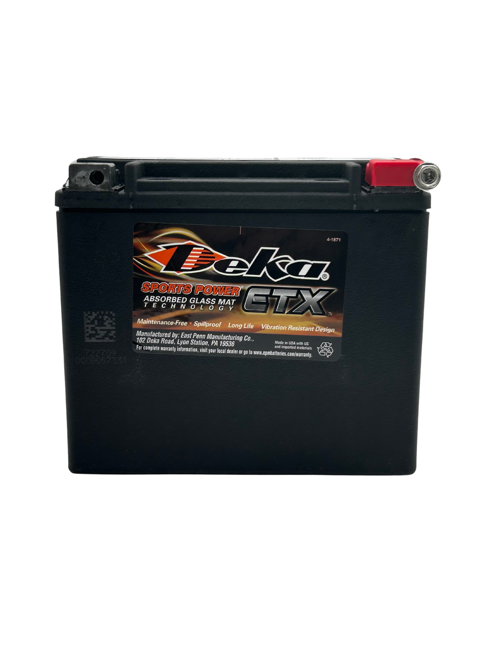DEKA ETX-20L 12V AGM Powersport Battery - 340 CCA for Motorcycle/ATV
