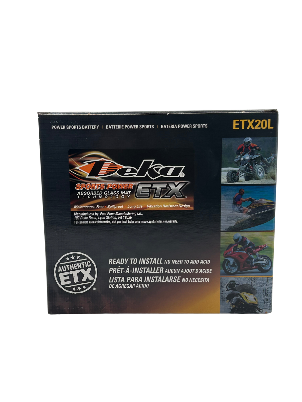 DEKA ETX-20L 12V AGM Powersport Battery - 340 CCA for Motorcycle/ATV