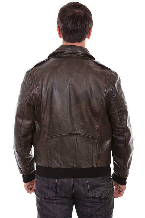 Scully Men's Western Jean Jacket - Leather Bomber - Brown - Billy's ...