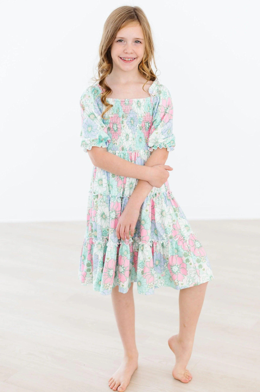 Mila & Rose Kids Apparel - Minty Smocked Ruffle Dress - Billy's Western ...