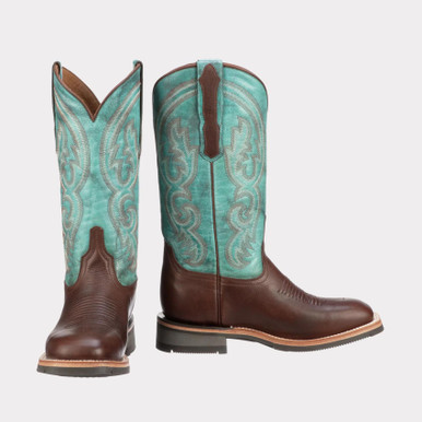 Lucchese Women's Boots - Ruth - Brown / Turquoise Cowhide - Billy's ...