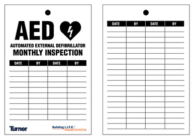 T161 AED Monthly Inspection Tags 4"x6" (Pkg. 25) - Wires Not Included