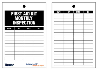 T164 First Aid Kit Monthly Inspection Tags 4"x6" (Pkg. 25) - Wires Not ...