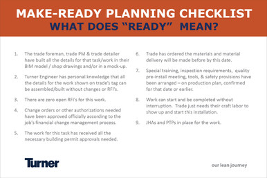 T184 Make-Ready Planning Checklist 24"x36"