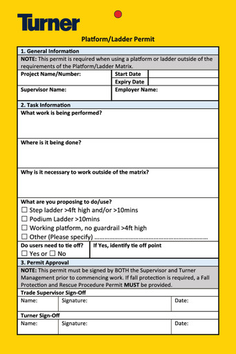 T192 Ladder and Platform Permit 4"x6" - Wires not included