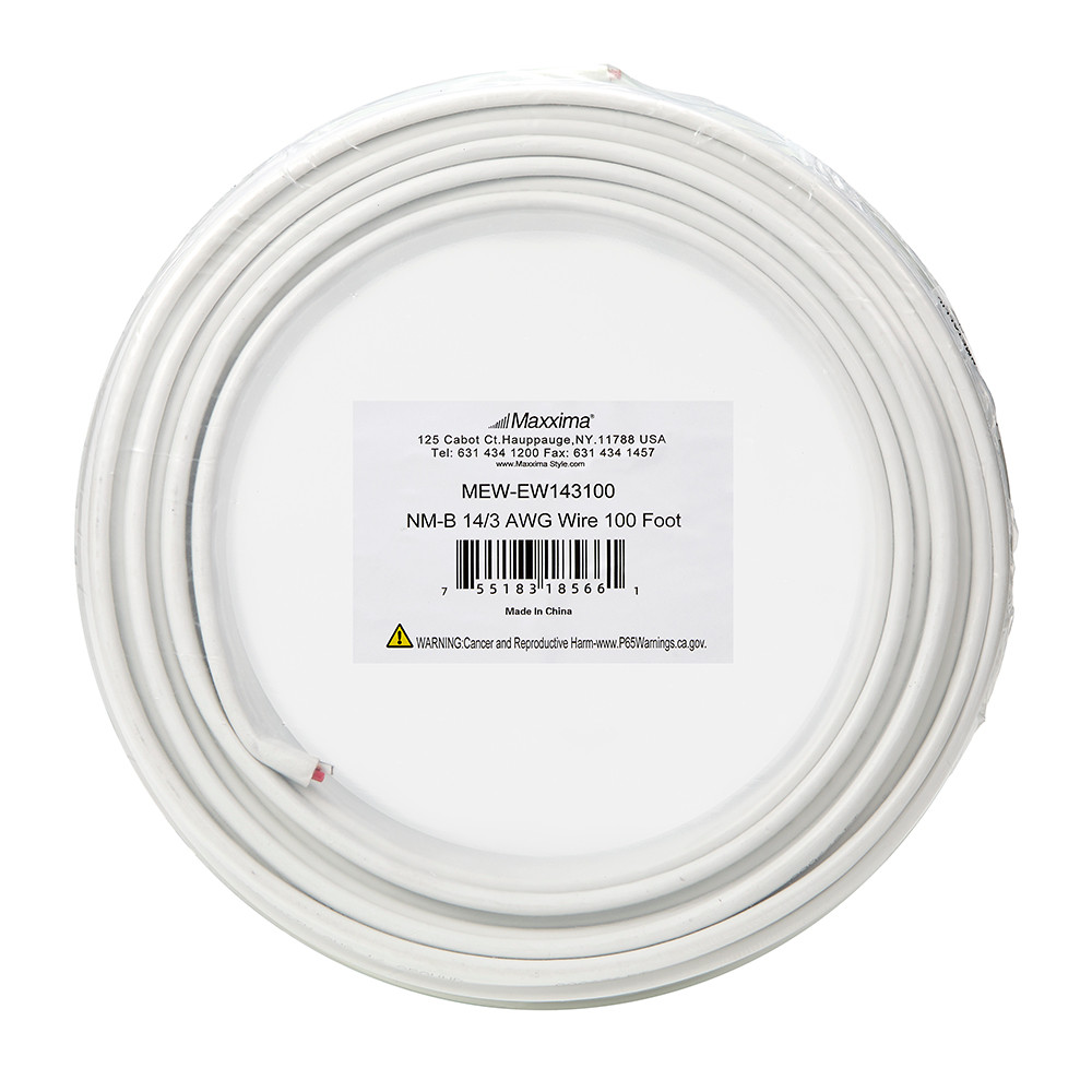 100’ 14/3 NM-B Solid Copper W/G Wire, Non Metallic Sheathed Cable, 600V