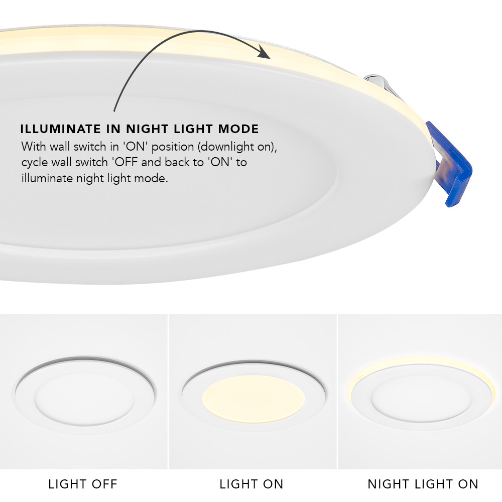 6” Slim LED Downlight w/ Night Light 900 Lumens 2700K-5000K