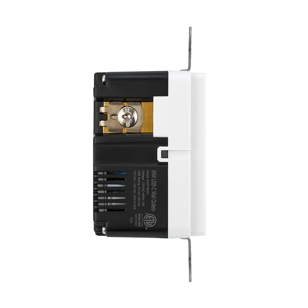 15A USB Wall Outlet 65W Power Delivery GaN QC 3.0 Type-C