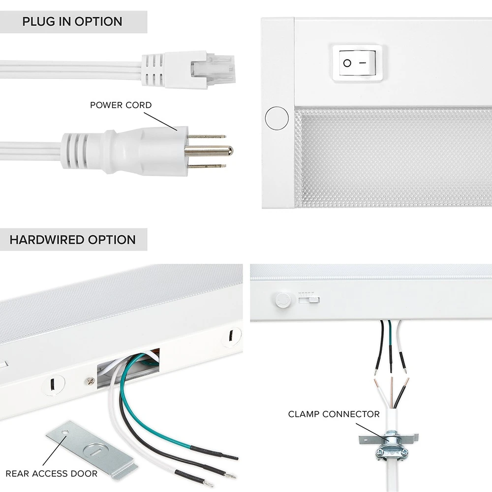 24” LED Under Cabinet Light Dimmable Hardwired or Plug 5 CCT