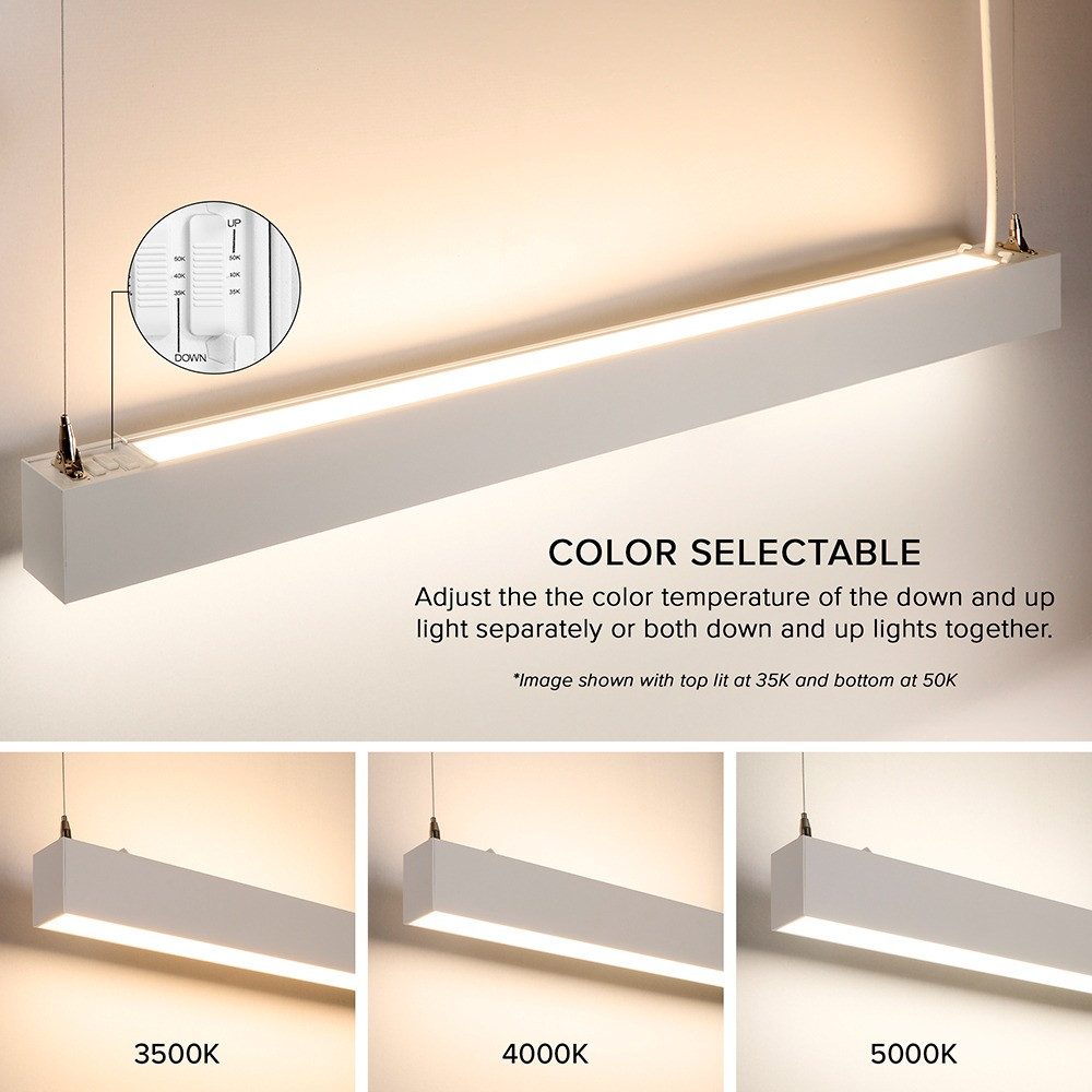 4 ft. LED Linear Up / Down Light Fixture, 3 CCT 3500K-5000K