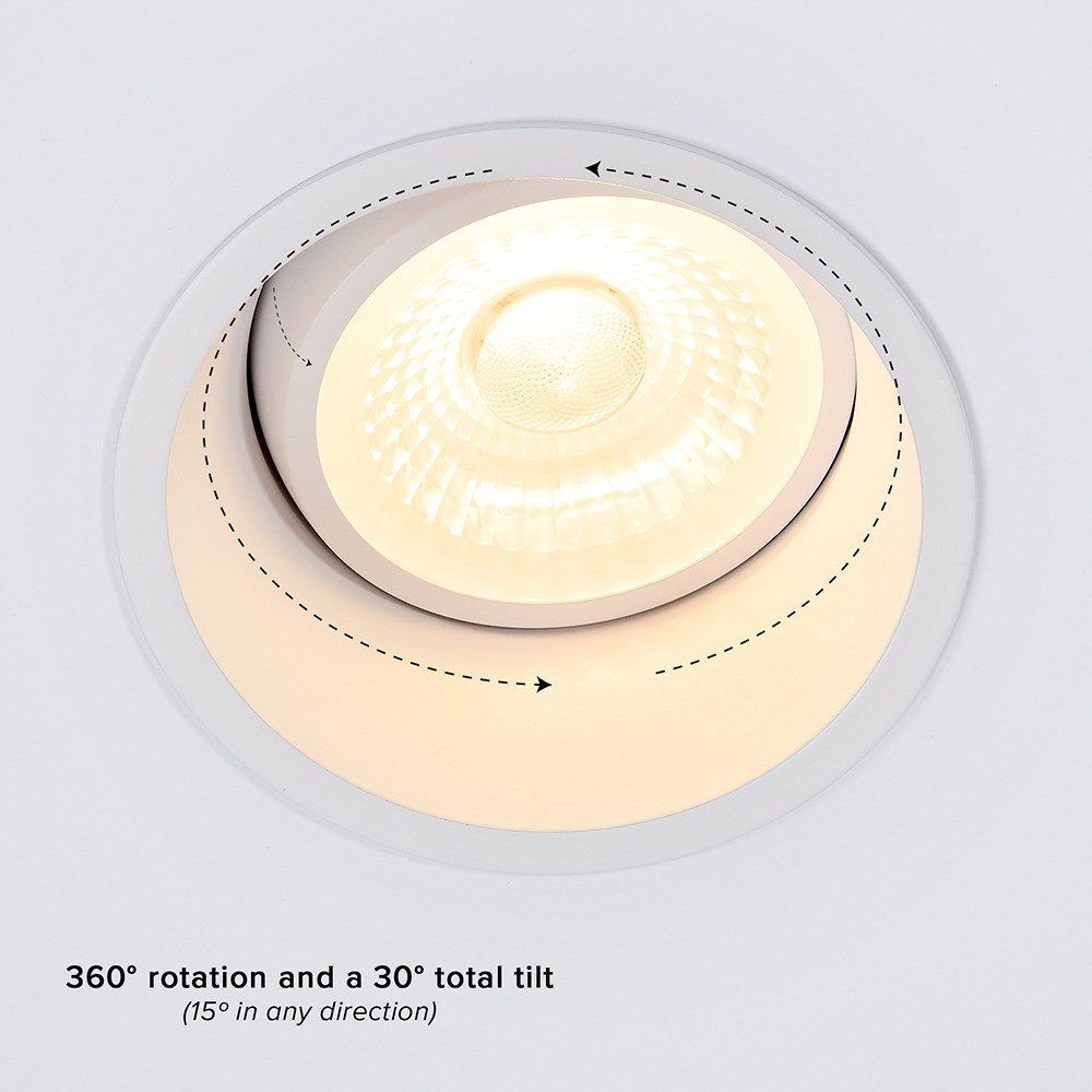 4" 5 CCT LED Slim Regressed Gimbal Downlight, 2700K-5000K