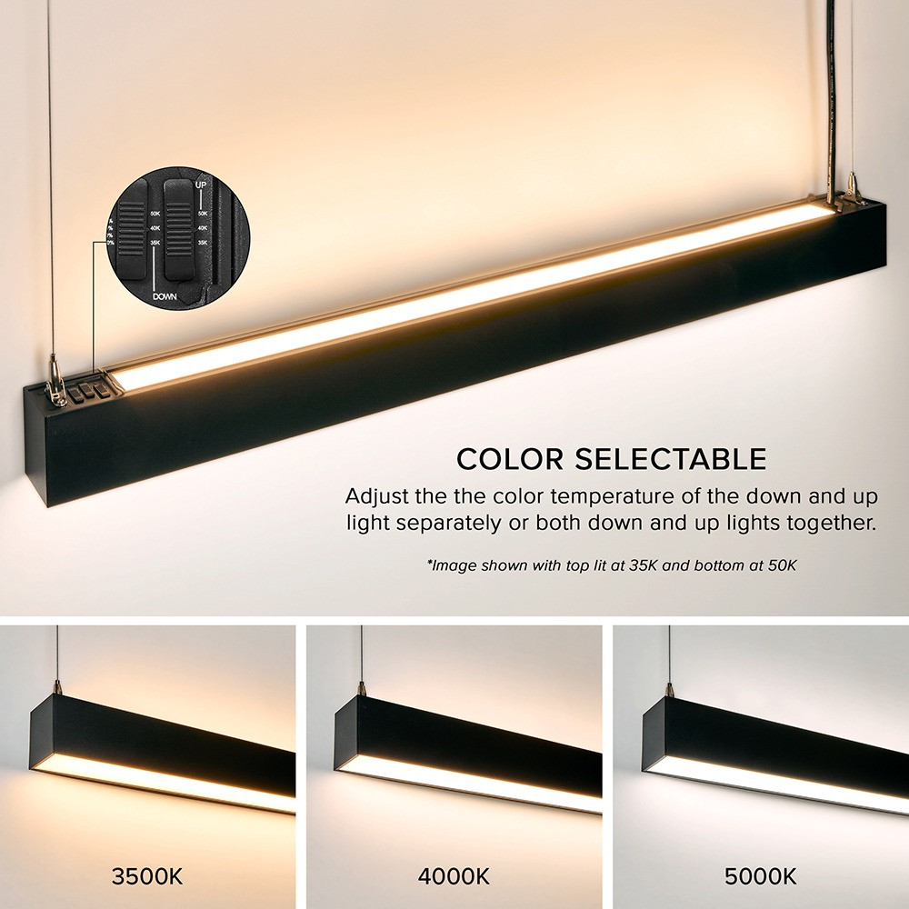 4 ft. LED Linear Up / Down Light Fixture, 3 CCT 3500K-5000K