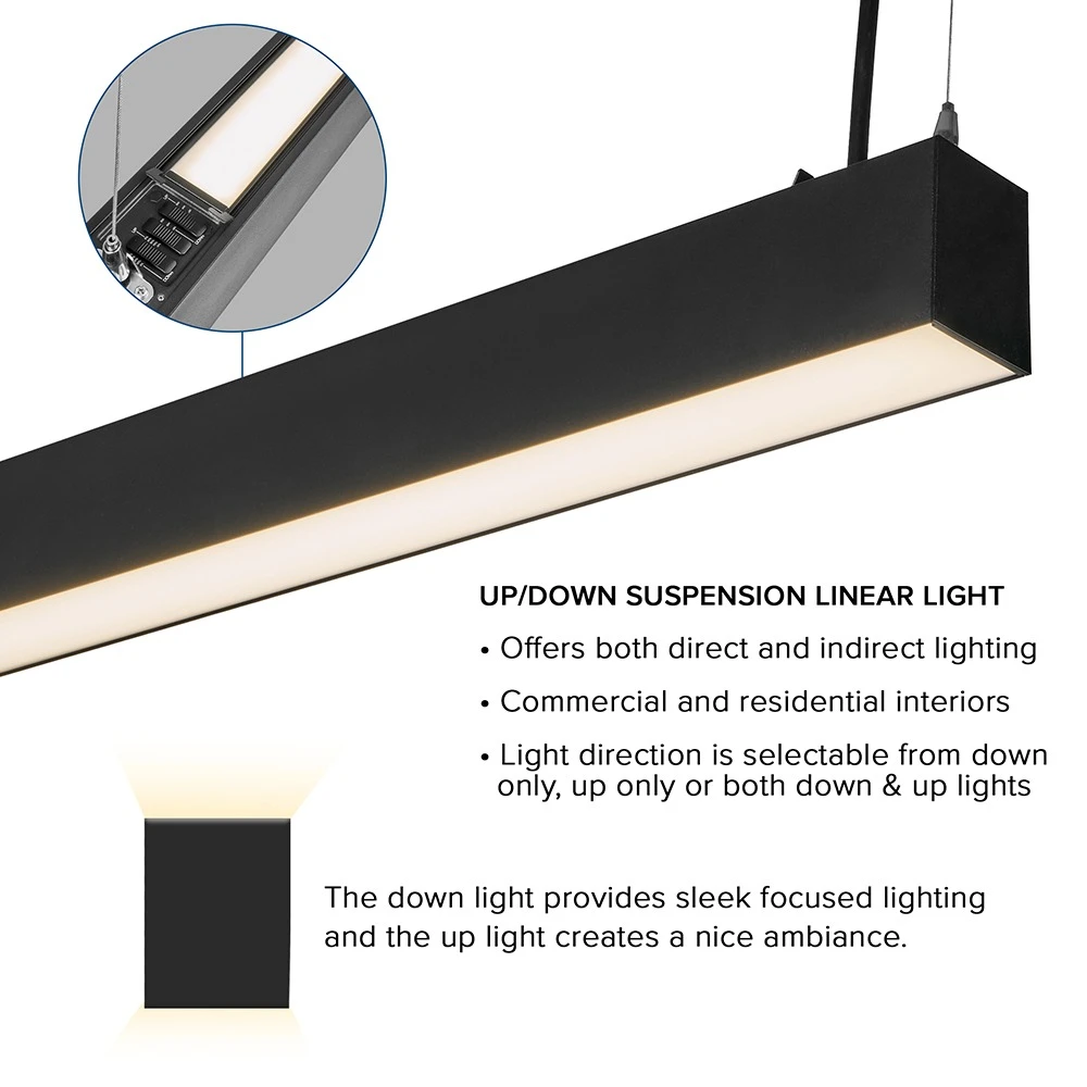 4 ft. LED Linear Up / Down Light Fixture, 3 CCT 3500K-5000K
