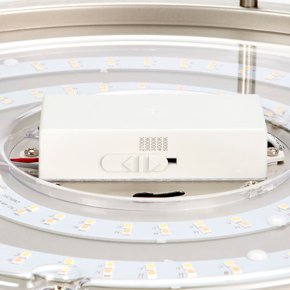 14-in Satin Nickel LED Ceiling Mount Fixture, Dimmable 5CCT
