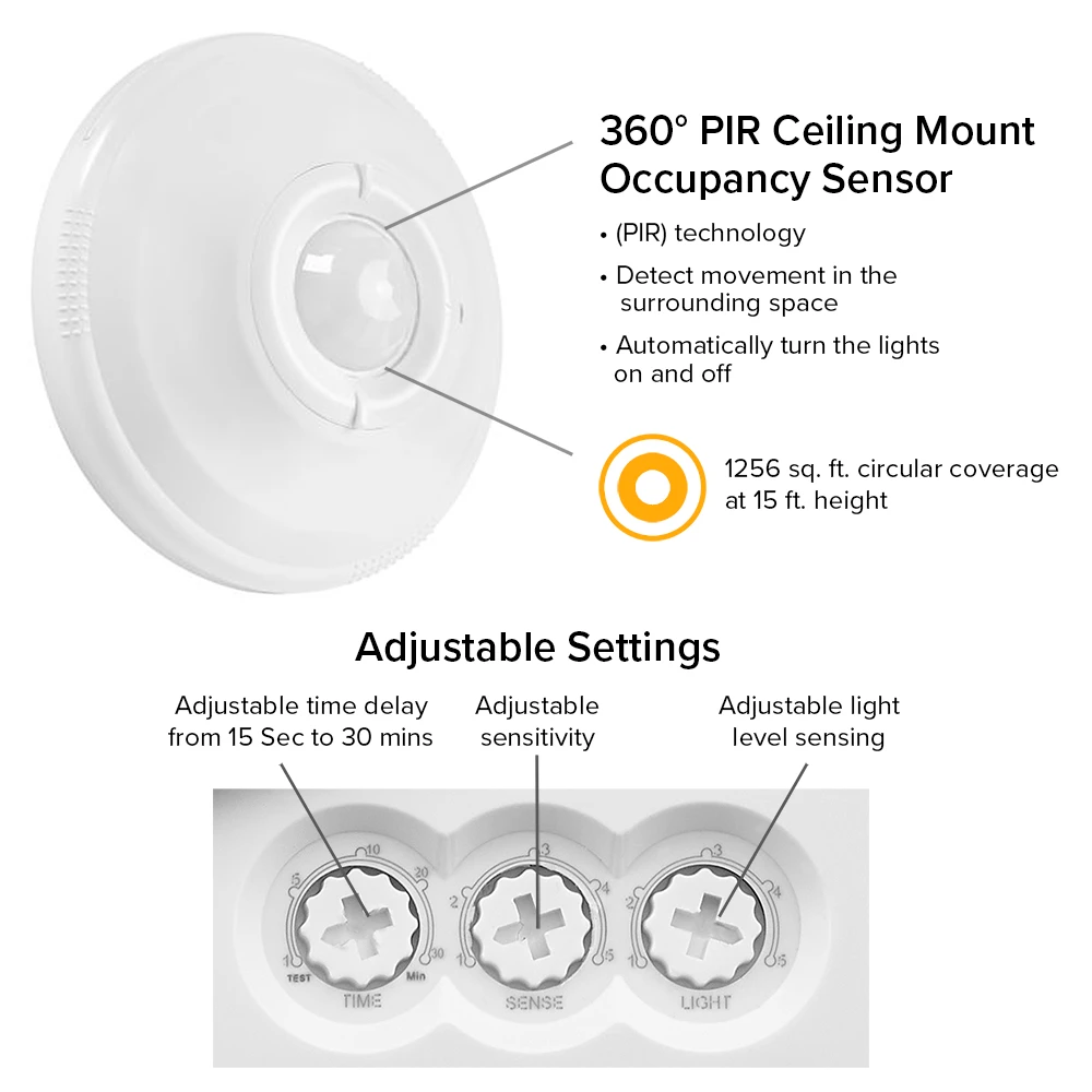 Ceiling Mount 360 Degree PIR Occupancy Motion Sensor