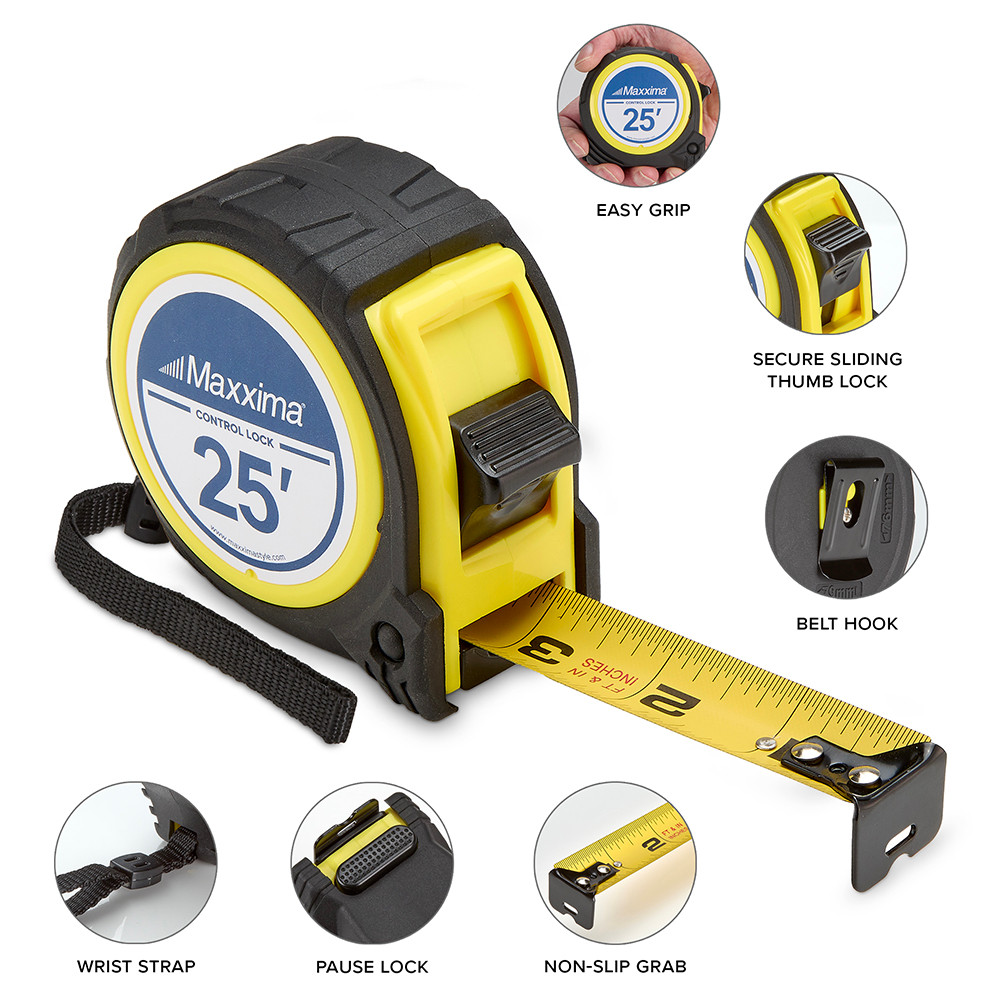 25 ft. Tape Measure, Manual Thumb Control and Pause Lock