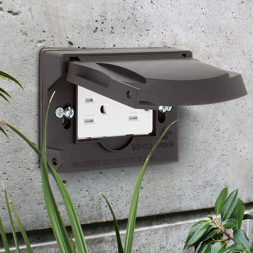 1-Gang Horizontal Outdoor Outlet Cover Box, Black, 2-Pack