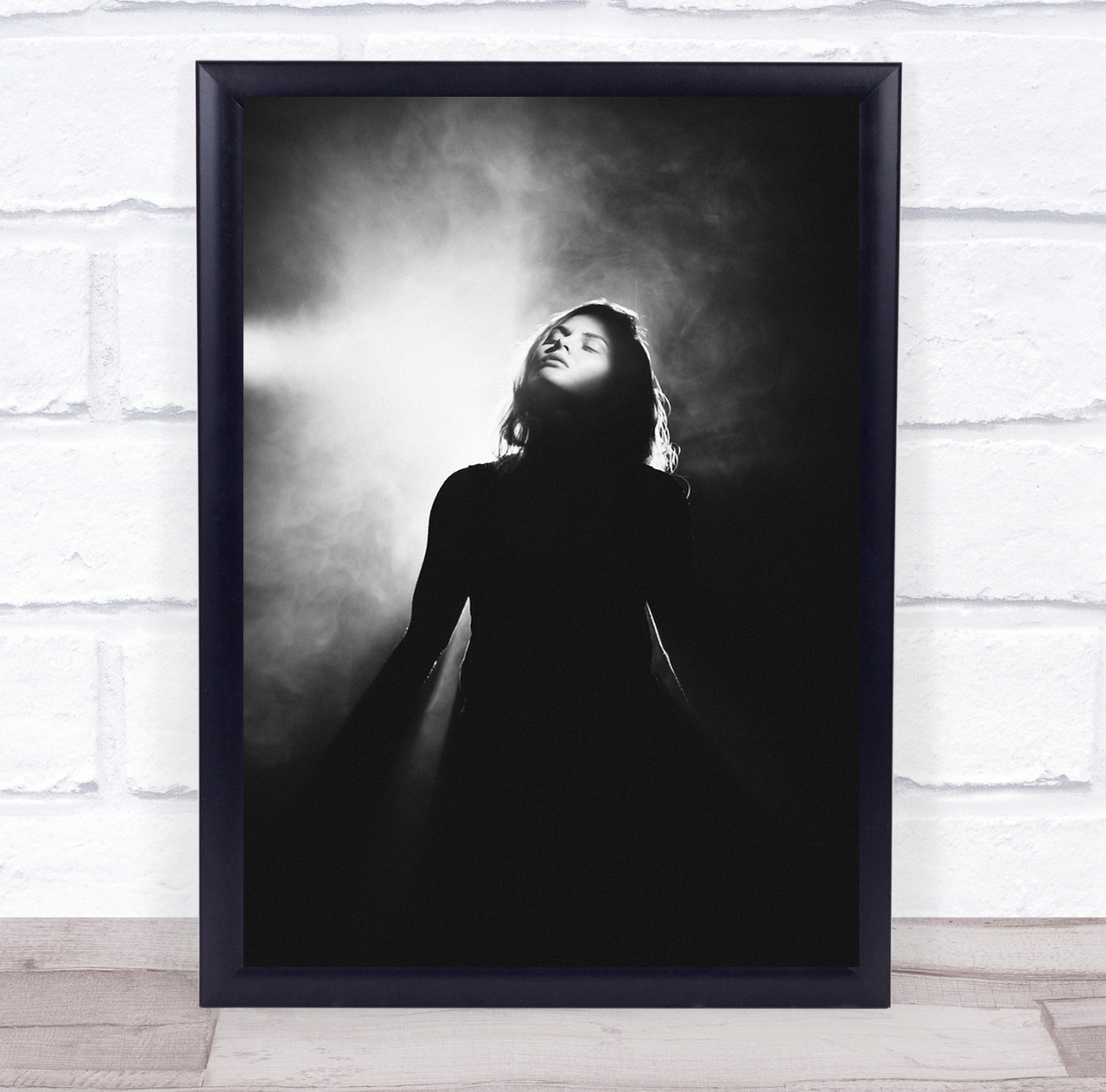 Portrait Model Woman Light Backlight Shadow Closed Eyes Smoke Wall Art ...