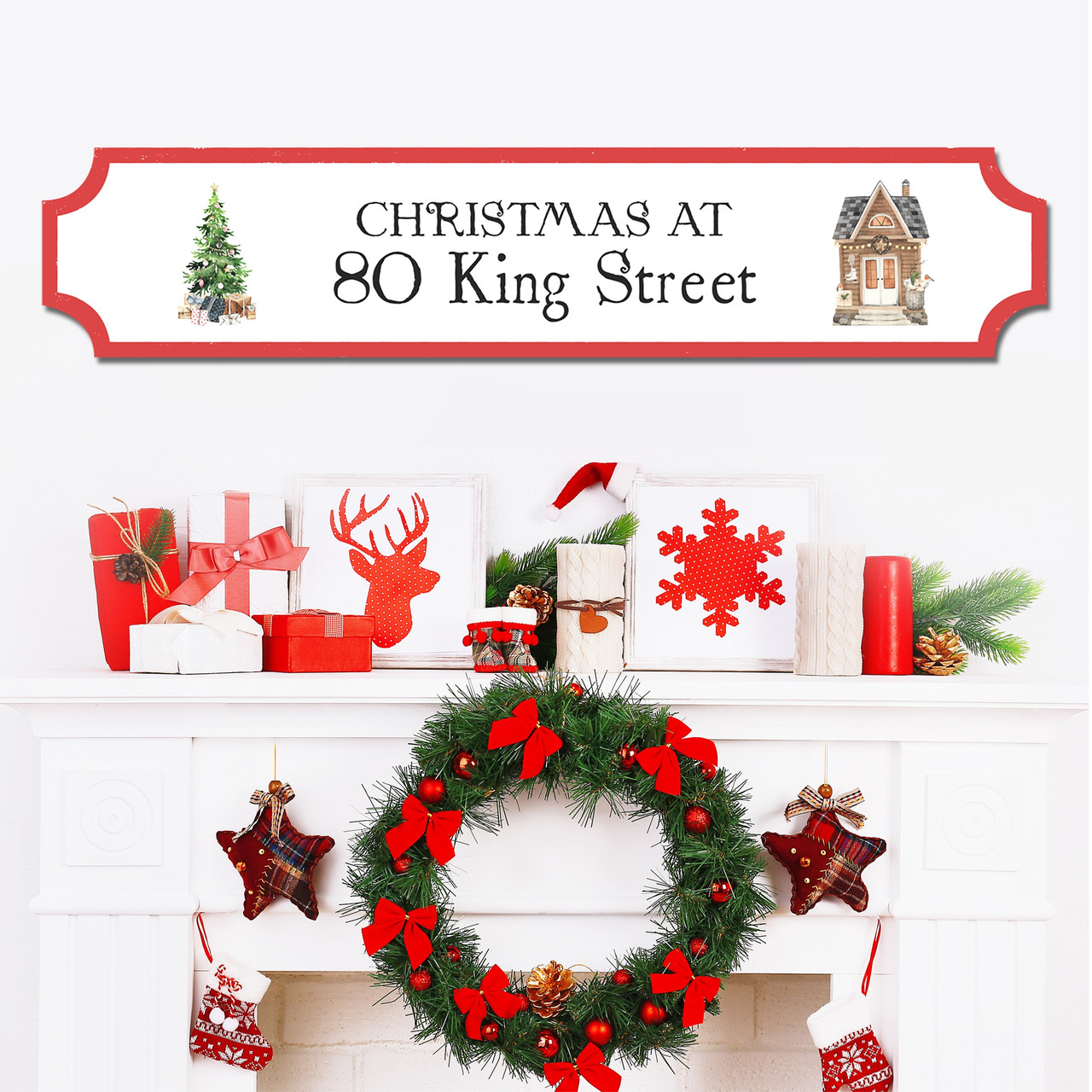 White Christmas At Address Family Sign Home Train Style Personalised ...