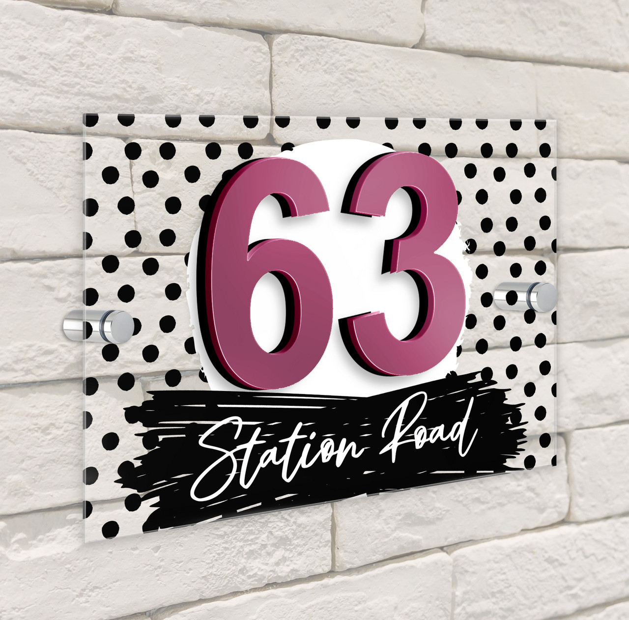 Dot Circle Rough Black And White Acrylic House Address Sign Door Number ...