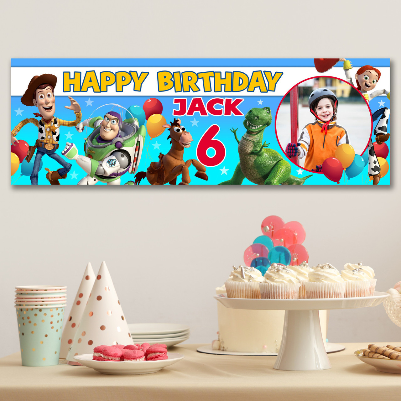 Personalised Party Banner For Kids Birthday Toy Story Photo - Wild Wall Art