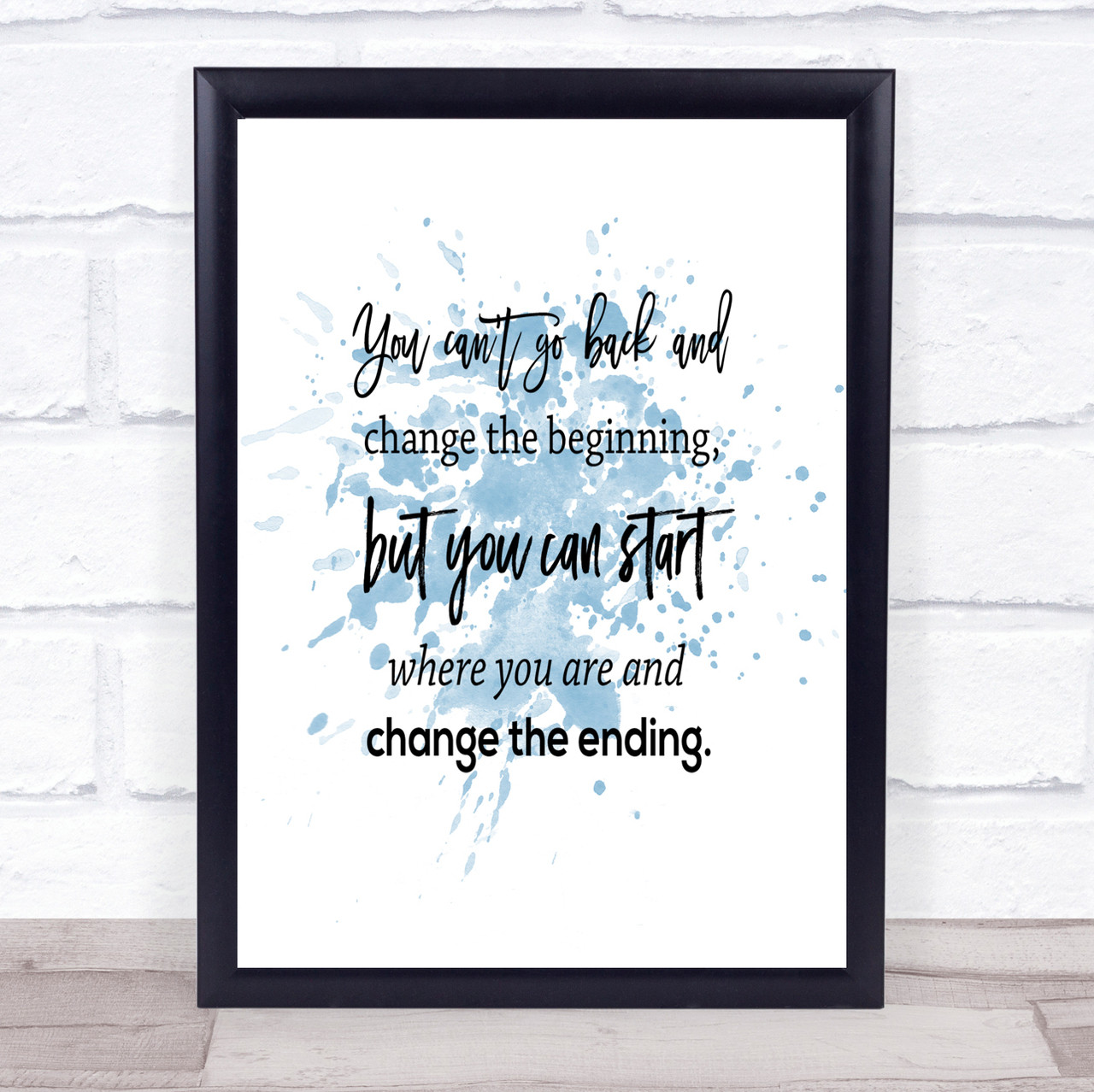 Change The Ending Inspirational Quote Print Blue Watercolour Poster ...