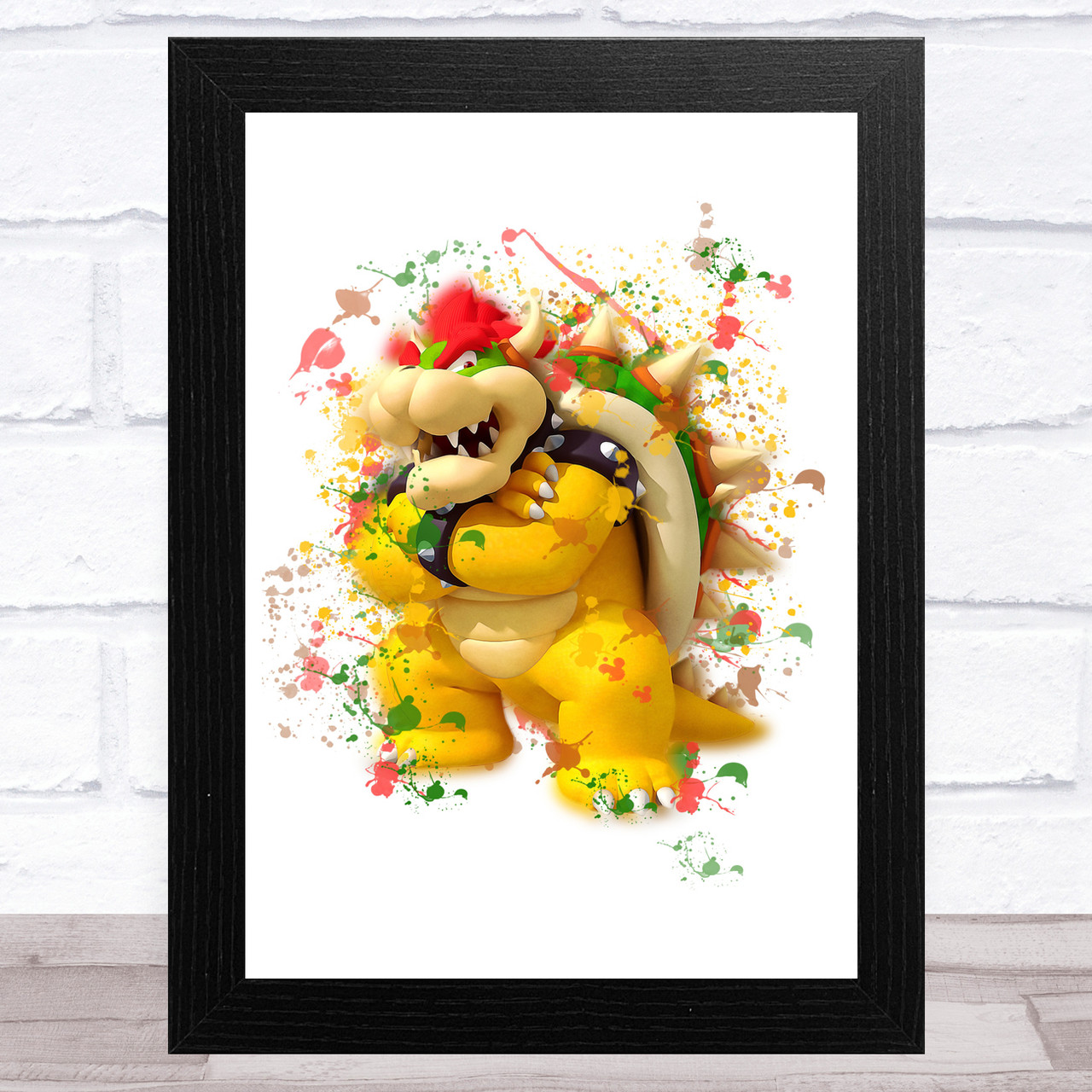 Bowser Super Mario Bros Splatter Art Children's Kids Wall Art Print ...