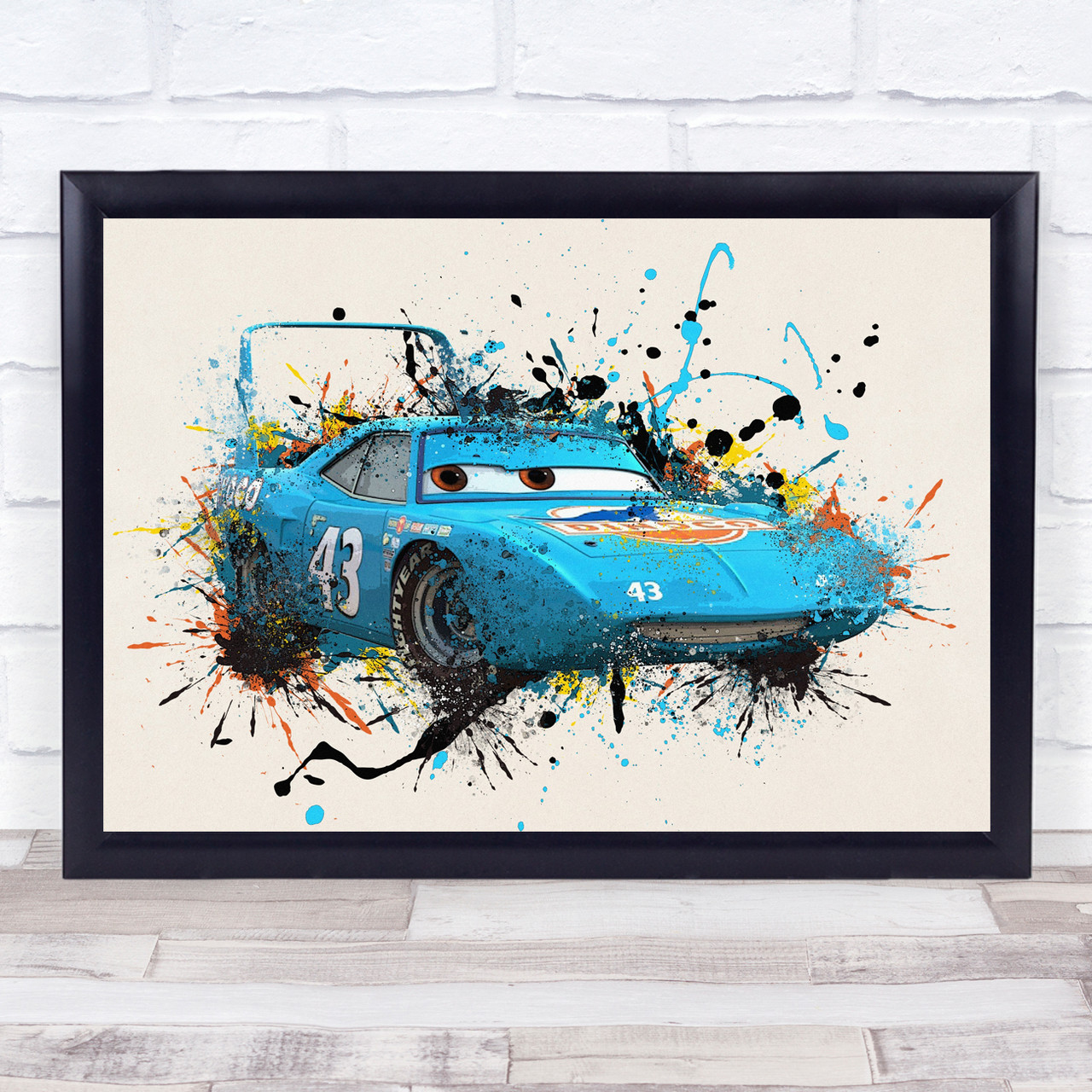 Strip 'The King' Weathers Cars Splatter Children's Kid's Wall Art Print ...