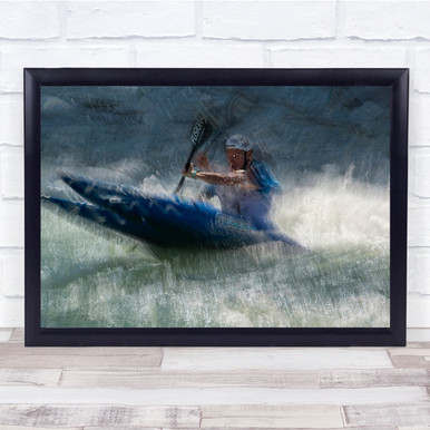 Fight With Waves Texture Sports Canoe Wall Art Print - Wild Wall Art