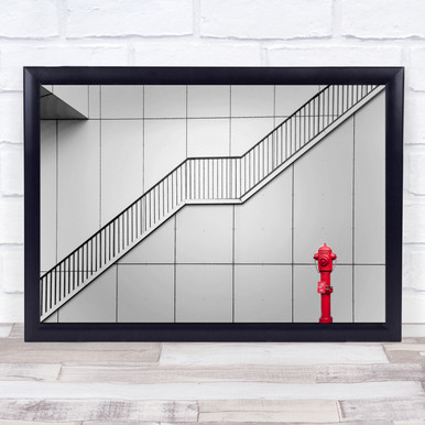 Stairs Stairway Staircase Stairwell Fire Hydrant Post Escape Red Wall ...