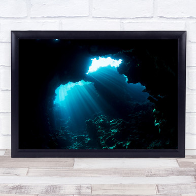 Underwater Cave Window Windows Opening Blue Light Rays Surface Wall Art ...